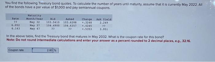Solved You find the following Treasury bond quotes. To | Chegg.com