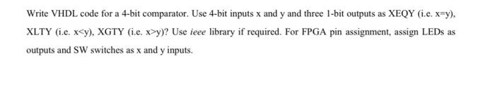 Solved Write VHDL code for a 4-bit comparator. Use 4-bit | Chegg.com