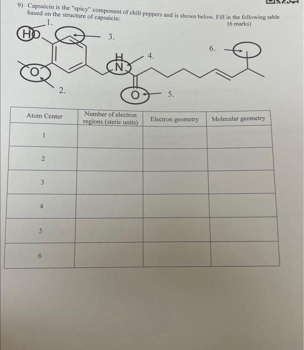 9) Capsaicin is the "spicy" component of chili | Chegg.com
