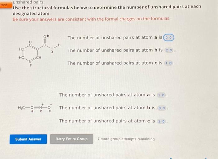 Solved unshared pairs. Use the structural formulas below to | Chegg.com