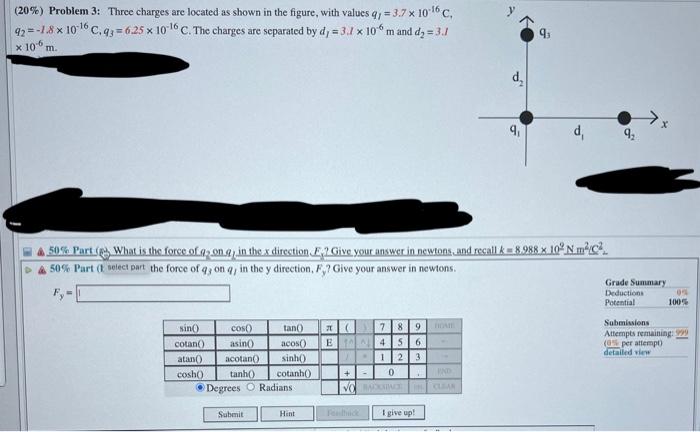 [solved] Aandb 20 Problem 3 Three Charges Are