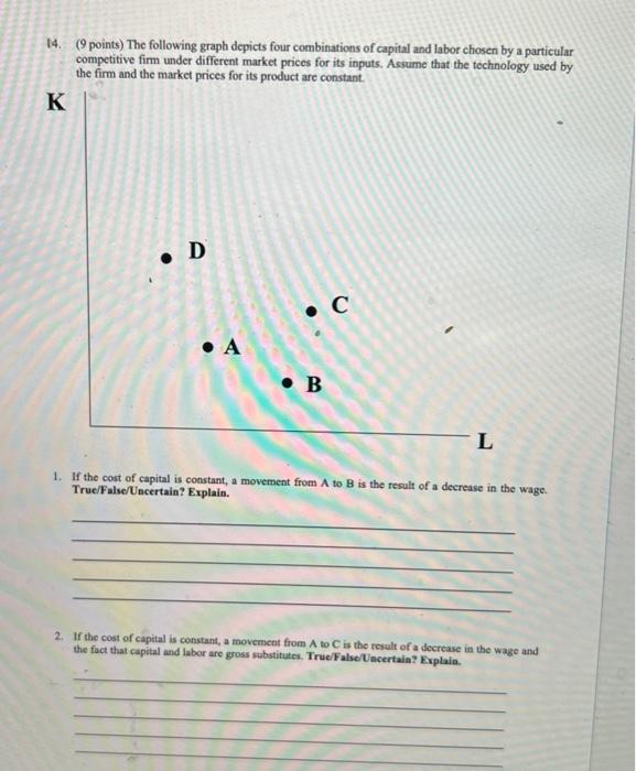 Solved 14. ( 9 points) The following graph depicts four | Chegg.com