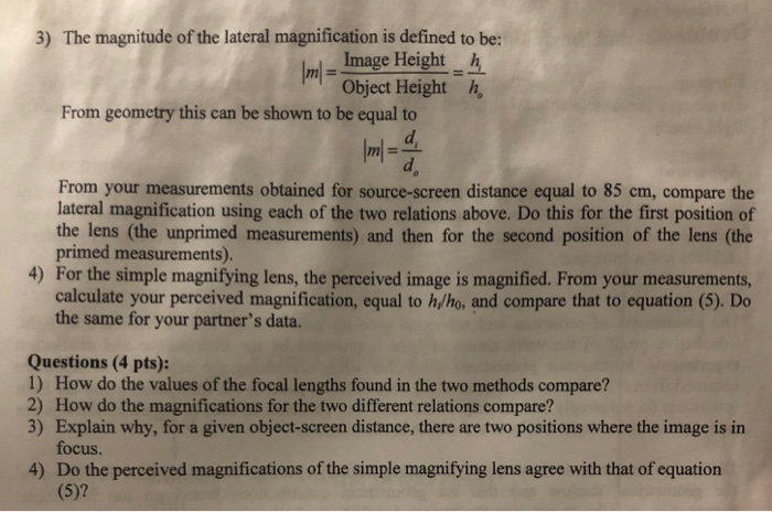 Solved 1) Focal Length: Object at Infinity Trial You Partner | Chegg.com