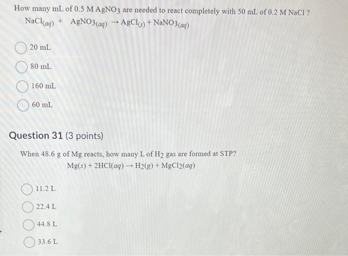 Solved How many mL of 0.5MAgNO3 are needed to react | Chegg.com