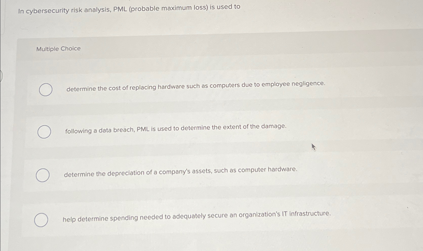 Solved In cybersecurity risk analysis, PML (probable maximum | Chegg.com