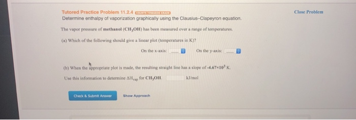 Solved Determine enthalpy of vaporization graphically using | Chegg.com