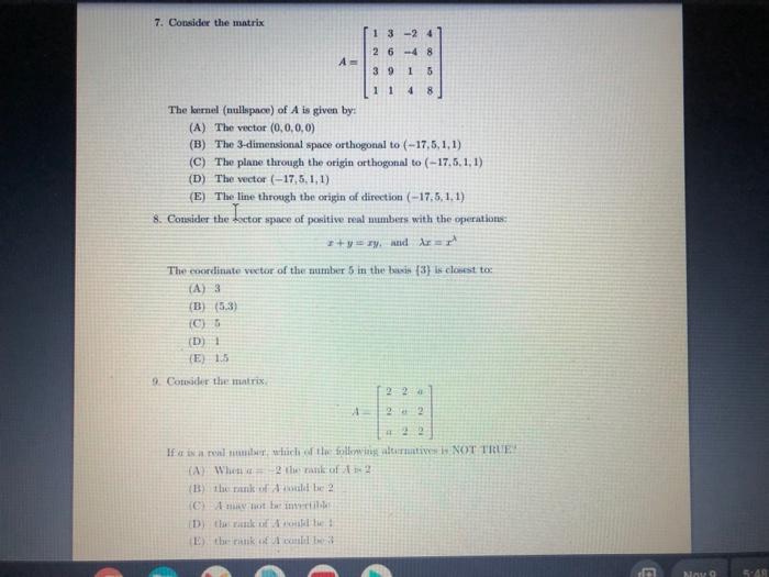 Solved 7. Consider the matrix 7. Consider the matrix | Chegg.com