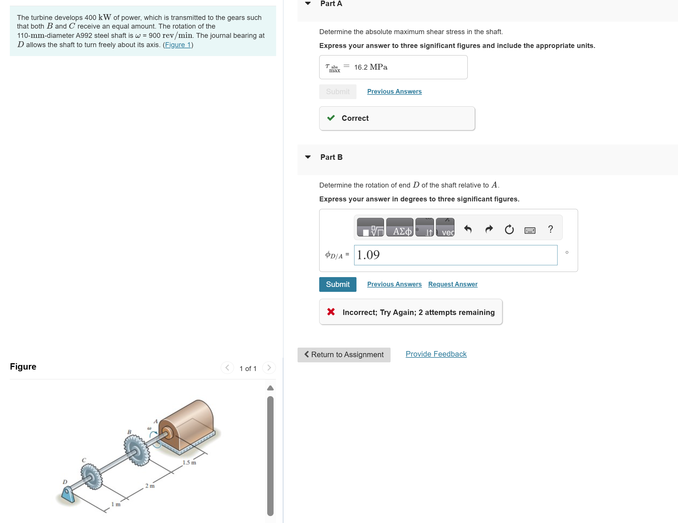 Solved The turbine develops 400 ﻿kWkW of power, which is | Chegg.com