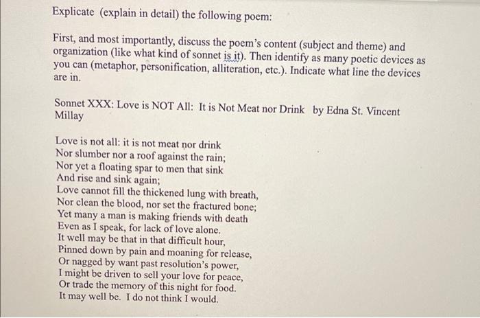 Explicate (explain in detail) the following poem: | Chegg.com