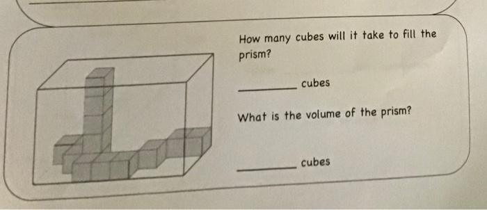 Solved How many cubes will it take to fill the prism? cubes | Chegg.com