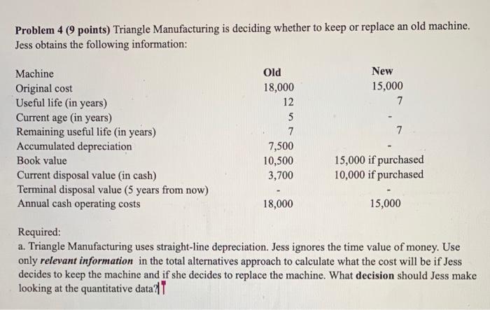Solved Problem 4 ( 9 points) Triangle Manufacturing is | Chegg.com