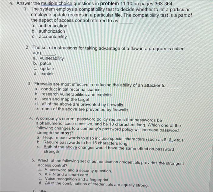 Solved Answer the multiple choice questions in problem 11.10 | Chegg.com