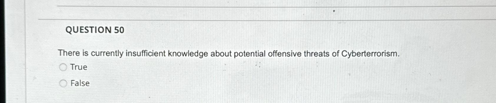 Solved QUESTION 50There is currently insufficient knowledge | Chegg.com