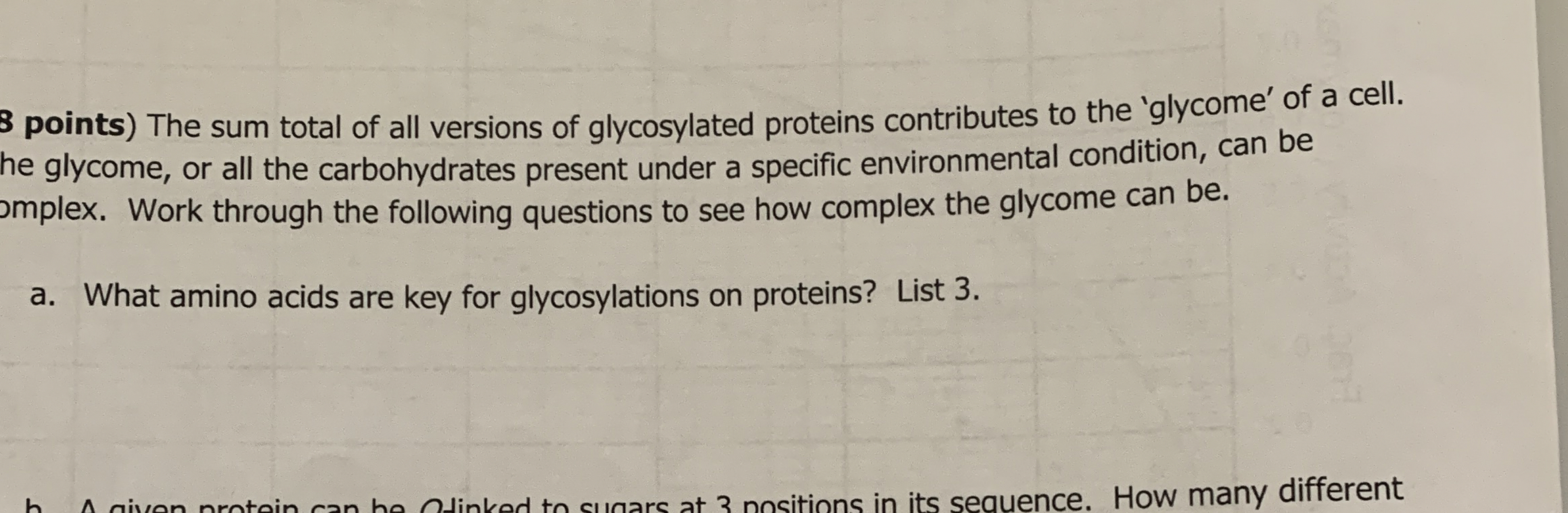 Solved The sum total of all versions of glycosylated | Chegg.com