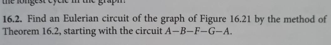 Solved 16.2. Find an Eulerian circuit of the graph of Figure | Chegg.com