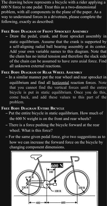 Solved The drawing below represents a bicycle with a rider | Chegg.com