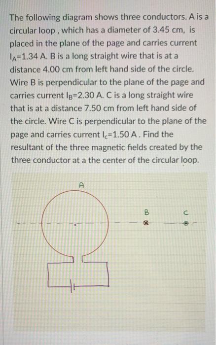 Solved The following diagram shows three conductors. A is a | Chegg.com