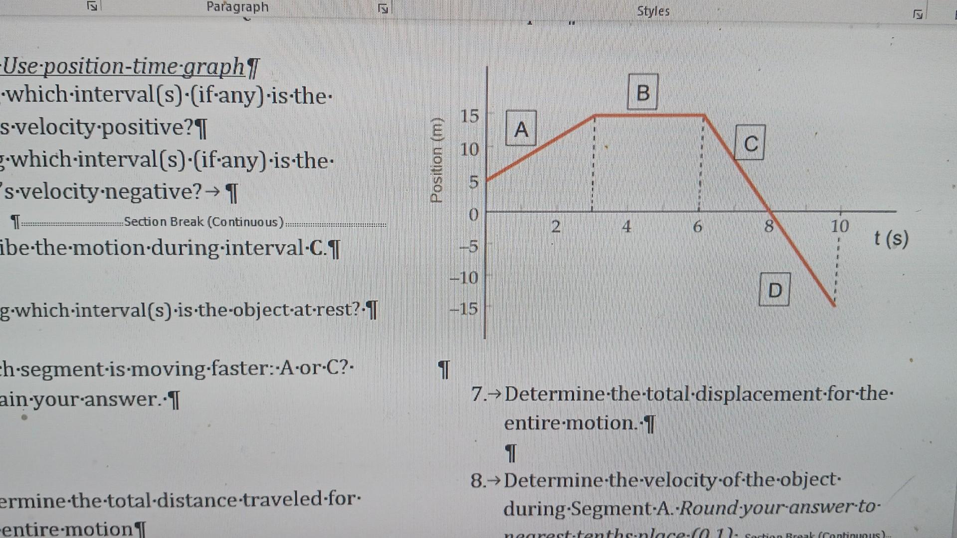 Solved Use-position-time graph - | Chegg.com