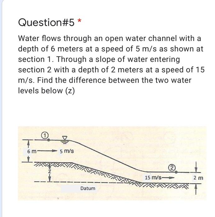 Solved Question#5 * Water flows through an open water | Chegg.com