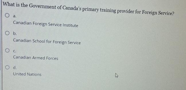 Solved What is the Government of Canada's primary training | Chegg.com
