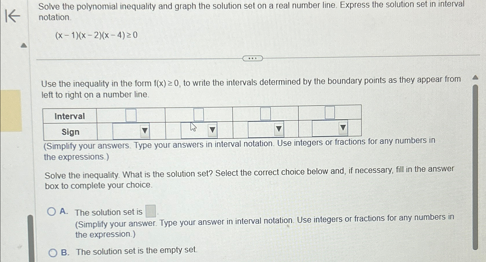 Solved Solve the polynomial inequality and graph the | Chegg.com
