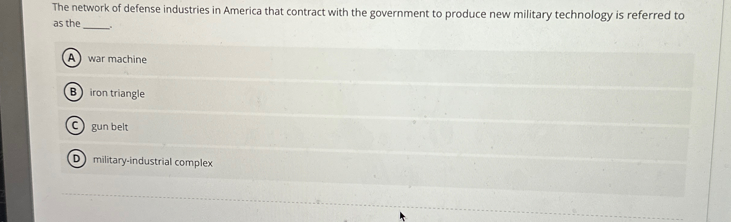 Solved The network of defense industries in America that | Chegg.com