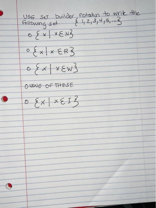 Solved use set builder notation to write the following set. | Chegg.com