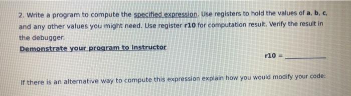 2. Write a program to compute the specified | Chegg.com