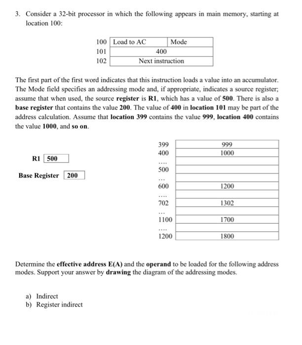 Solved 3. Consider a 32-bit processor in which the following | Chegg.com