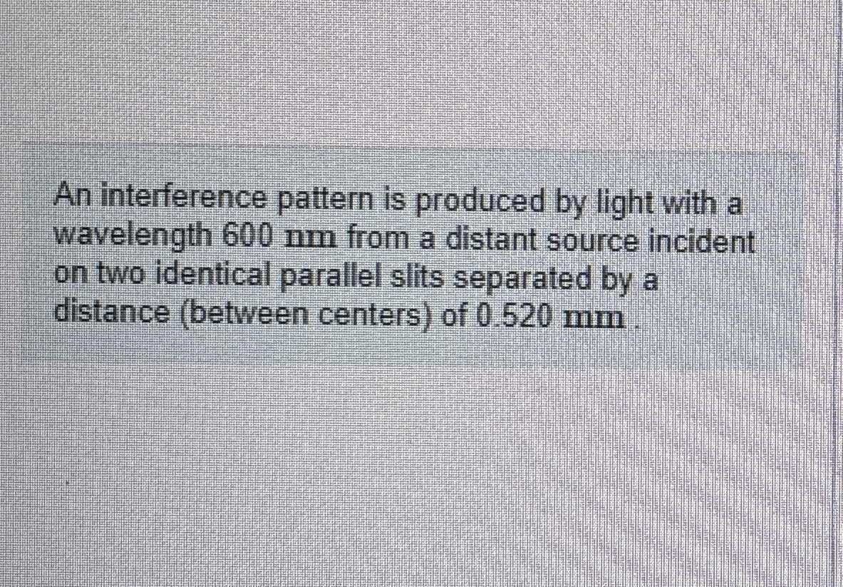 Solved An interference pattern is produced by light with a | Chegg.com