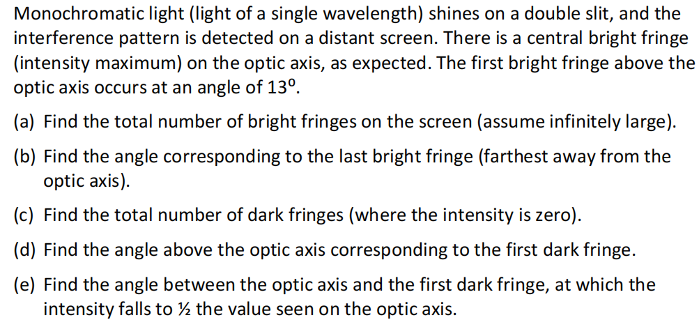 Solved Monochromatic light (light of a single wavelength) | Chegg.com
