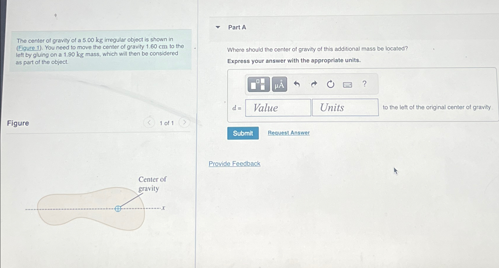 Solved The center of gravity of a 5.00kg ﻿irregular object | Chegg.com