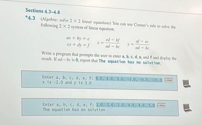 Solved Sections 4.3-4.8 -4.3 (Algebra: solve 2×2 linear | Chegg.com