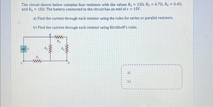 Solved The circuit shown below contains four resistors with | Chegg.com