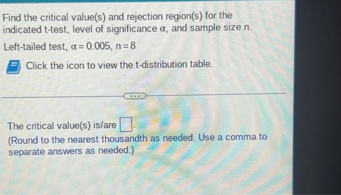Solved Find the critical value(s) and rejection region(s) | Chegg.com