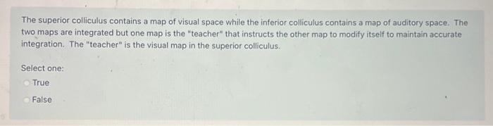 Solved The superior colliculus contains a map of visual | Chegg.com