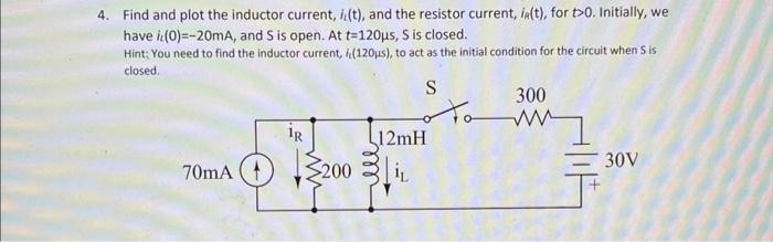 Solved Find and plot the inductor current, ii(t), and the | Chegg.com