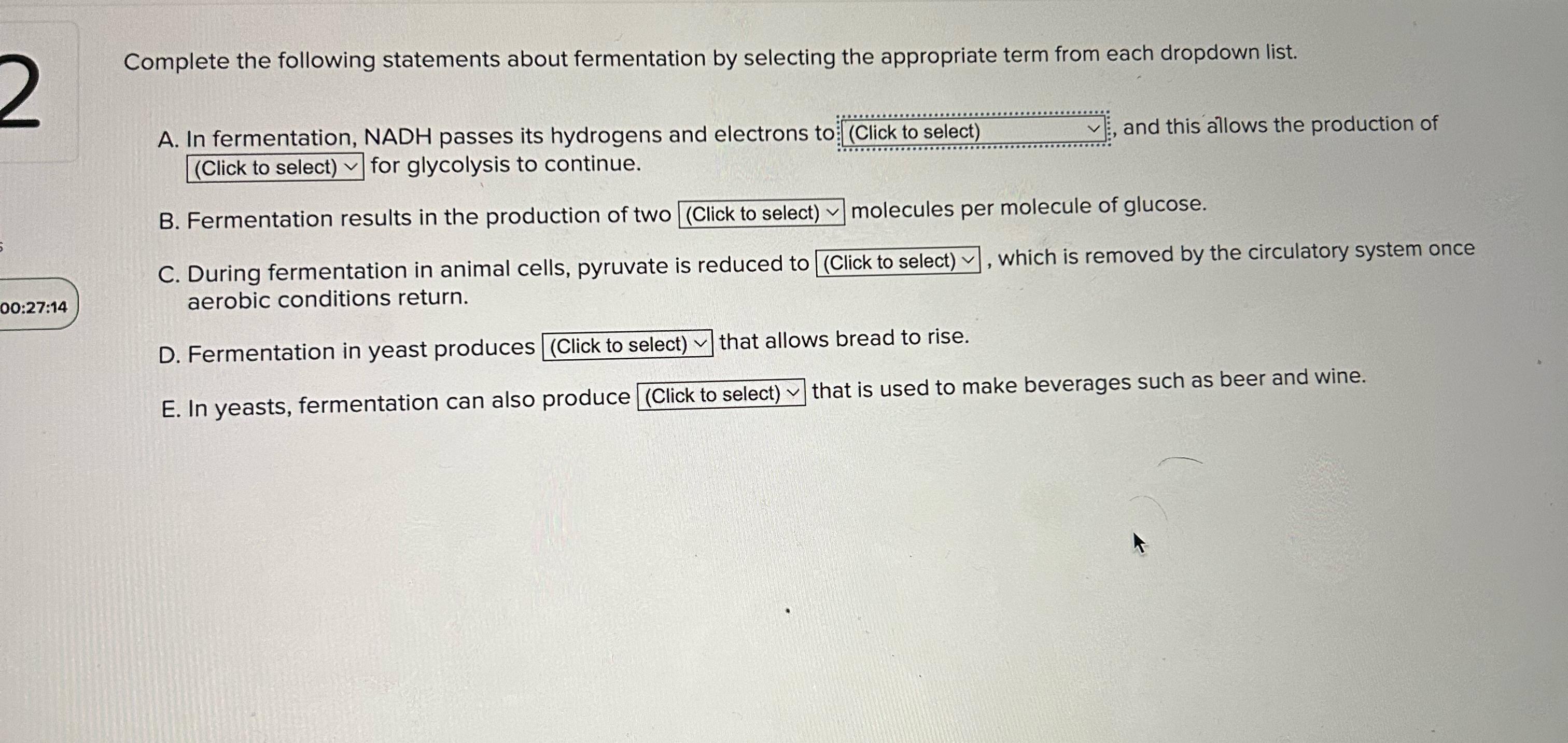 Solved Complete the following statements about fermentation | Chegg.com