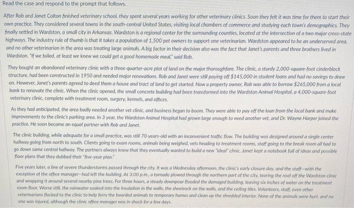 Solved Read the case and respond to the prompt that follows. | Chegg.com