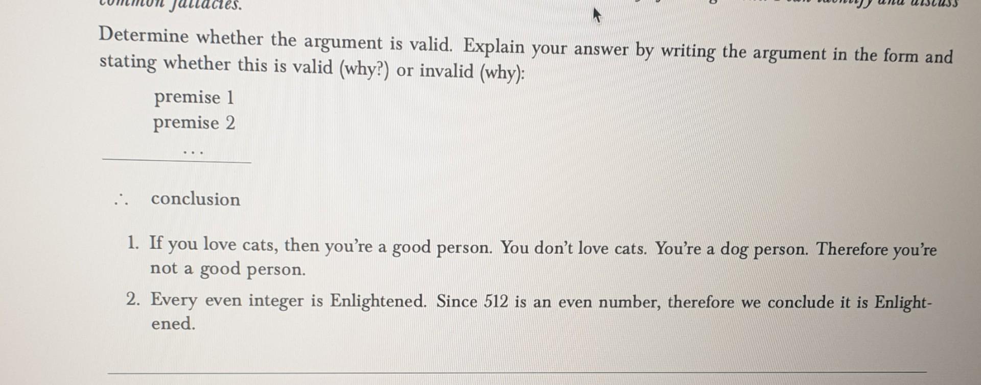 Solved Determine whether the argument is valid. Explain your | Chegg.com