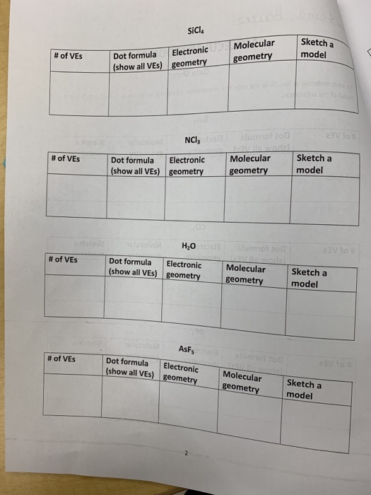 MOLECULAR MODELS LAB Data Sheet For each molecule or | Chegg.com
