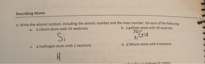 Solved Describing Atoms 6. Write the atomic symbol, | Chegg.com