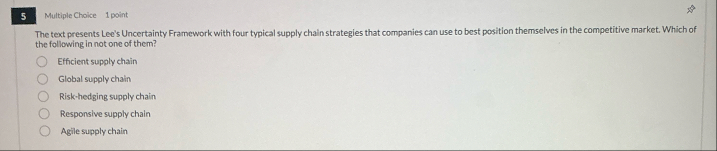 Solved 5Multiple Choice1 ﻿pointThe text presents Lee's | Chegg.com