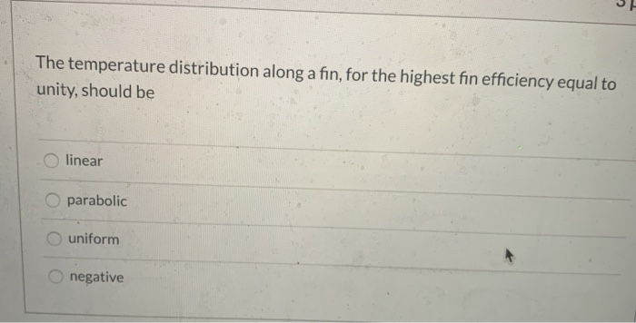 Solved The temperature distribution along a fin, for the | Chegg.com