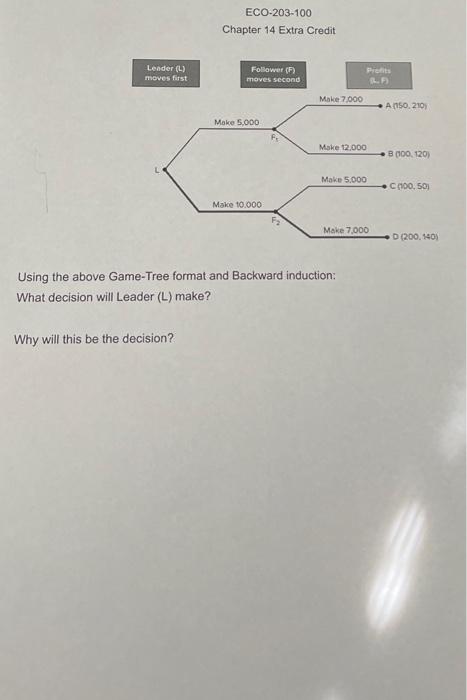 Solved Using the above Game-Tree format and Backward | Chegg.com