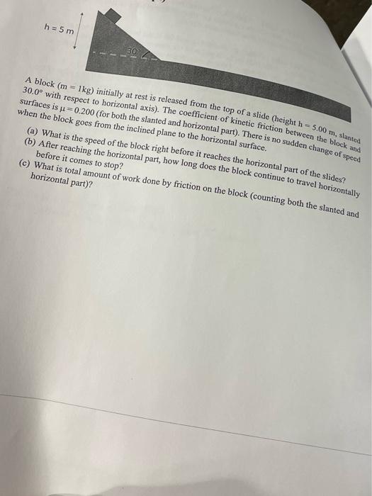 Solved A viock (m=1 kg) initially at rest is released from | Chegg.com