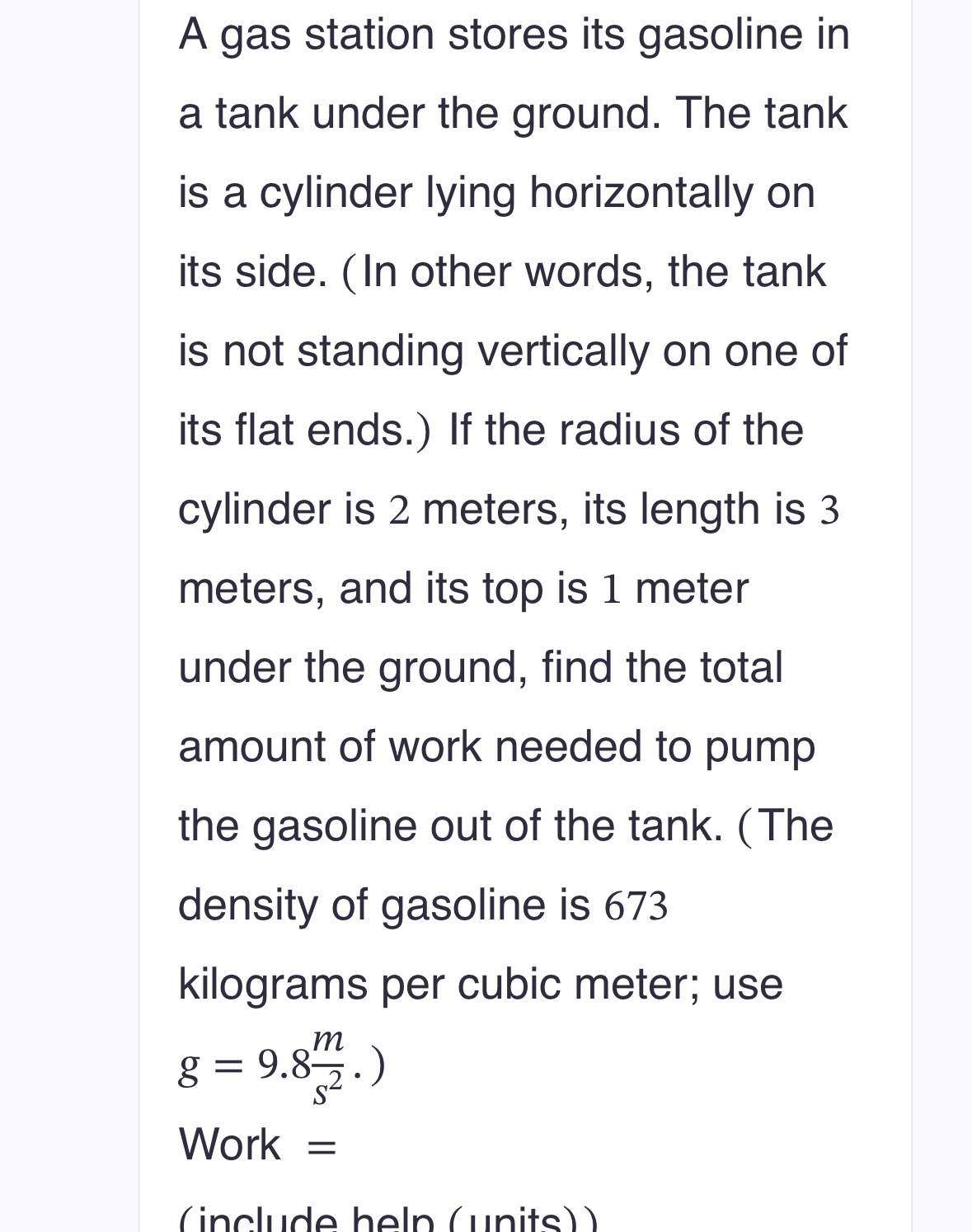Solved A gas station stores its gasoline in a tank under the | Chegg.com