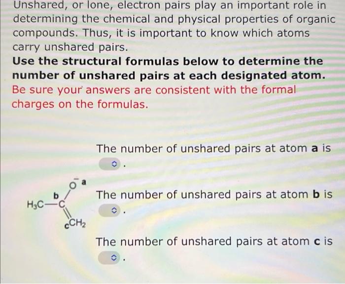 Solved Unshared, or lone, electron pairs play an important | Chegg.com