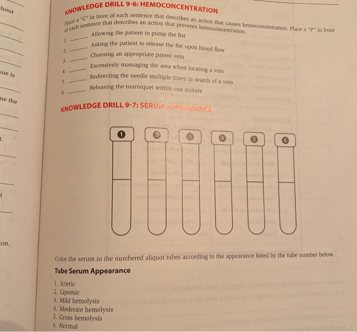 Solved GE DRILL 9-6: HEMOCONCENTRATION -hour KNOWLEDGE DI of | Chegg.com