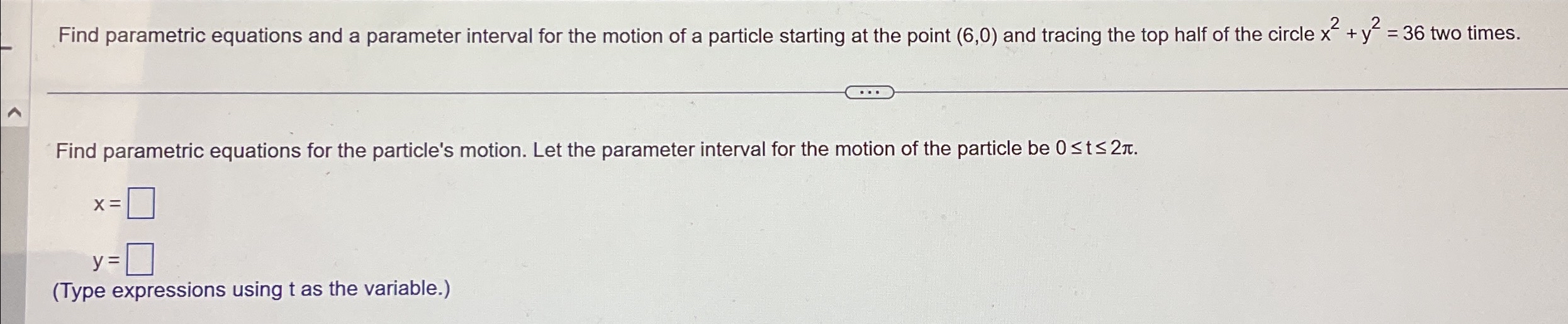 Solved Find parametric equations and a parameter interval | Chegg.com